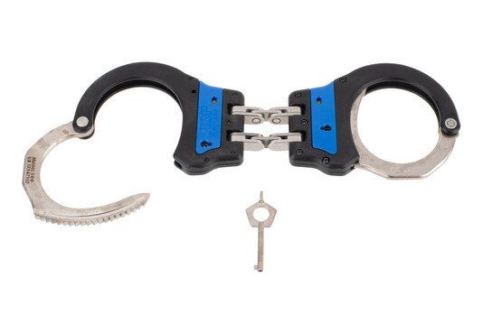 ASP Ultra Cuffs Hinged Handcuffs - Steel Bow - Blue