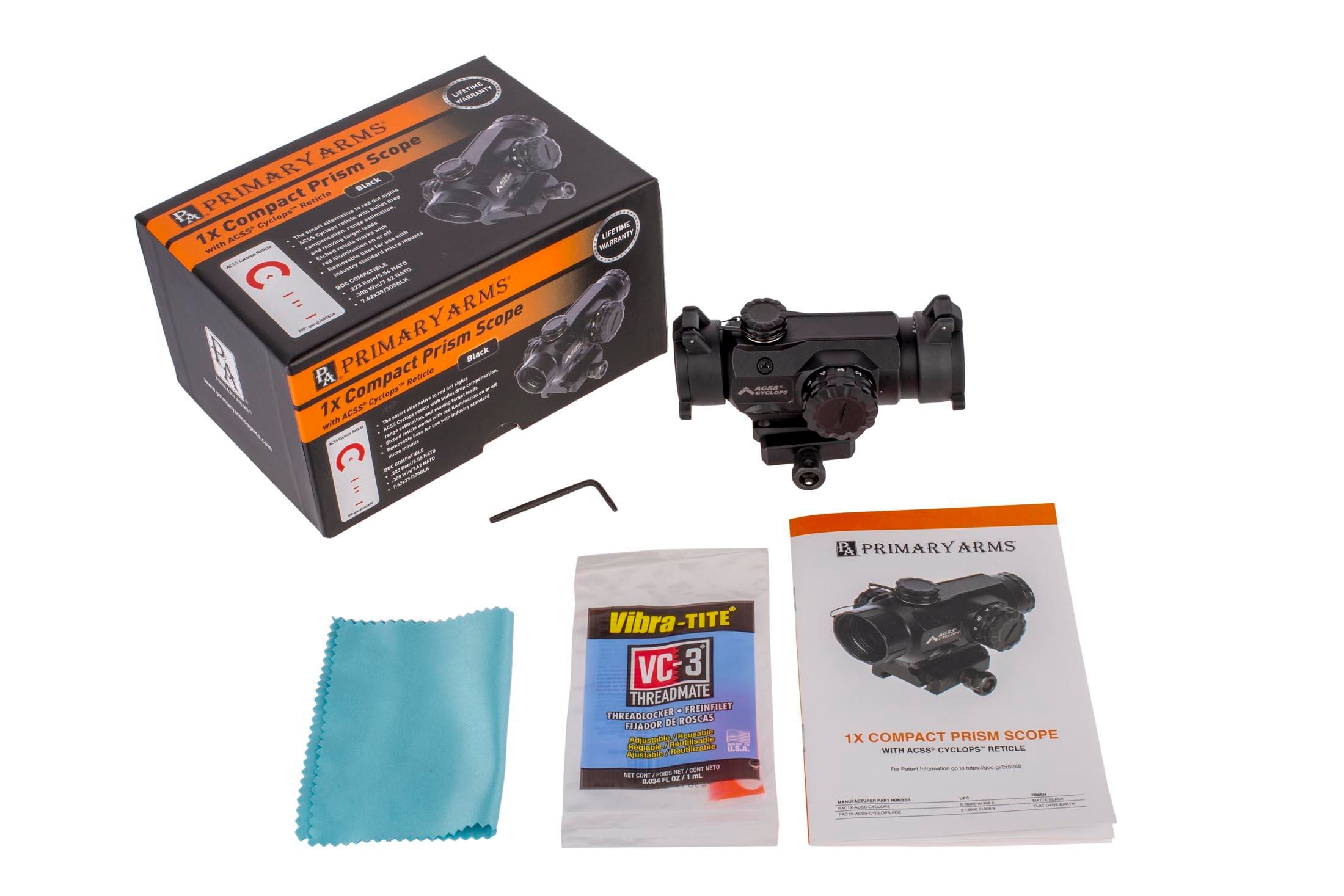 Primary Arms SLx Compact 1x20mm Prism Scope - ACSS Cyclops Reticle